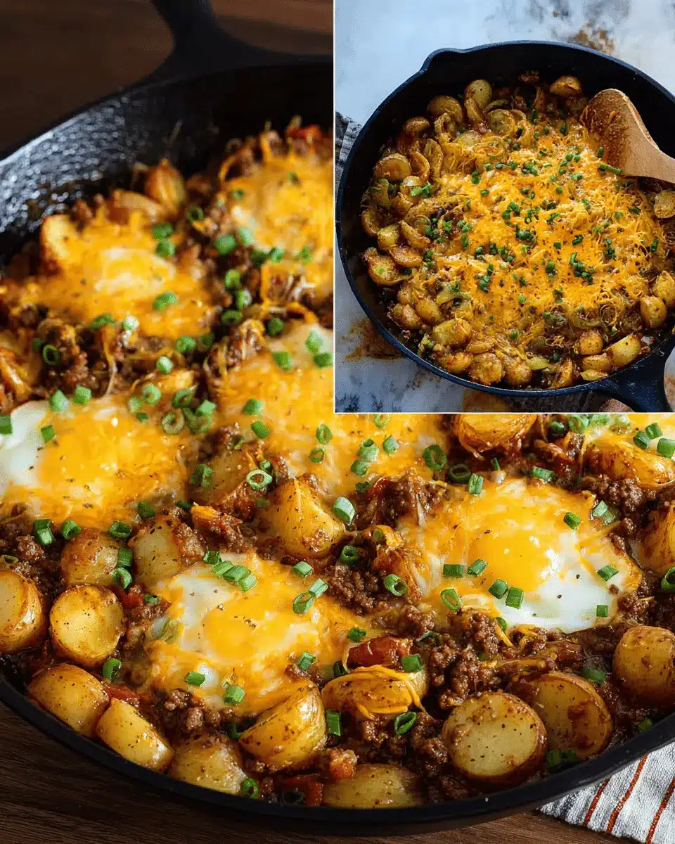 loaded ground beef and potatoes skillet