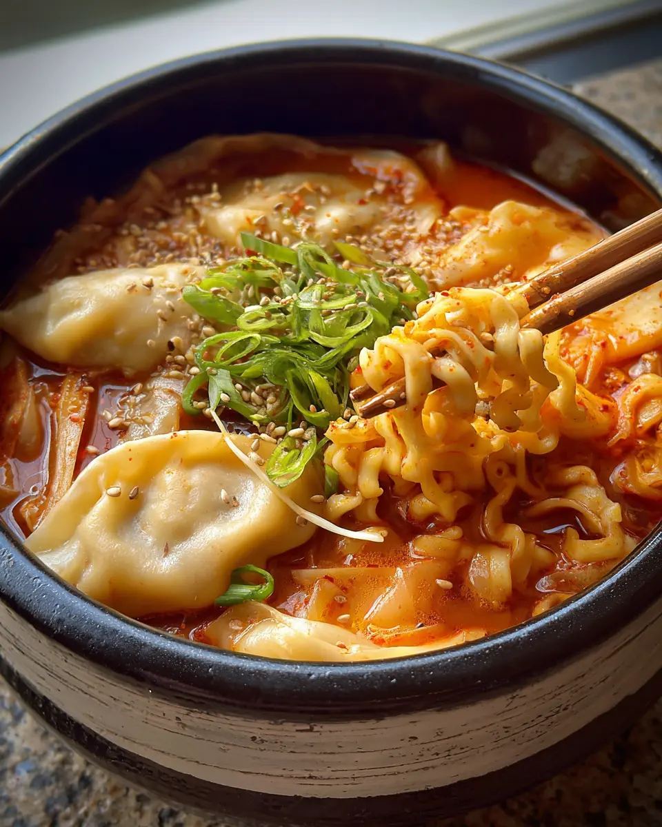 Kimchi Dumpling Ramen Soup